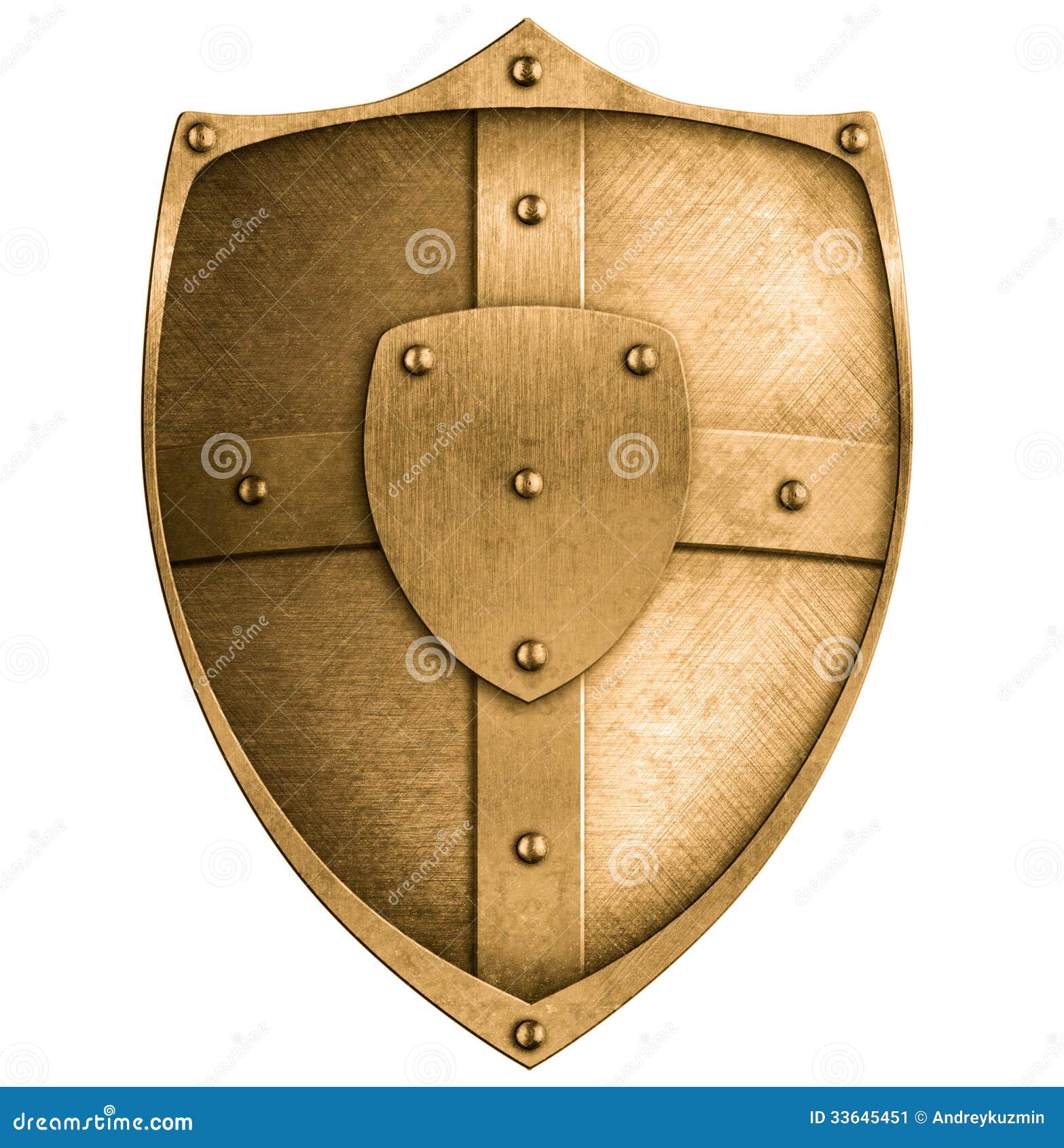 Bronze or Gold Metal Shield Isolated on White Stock Illustration ...