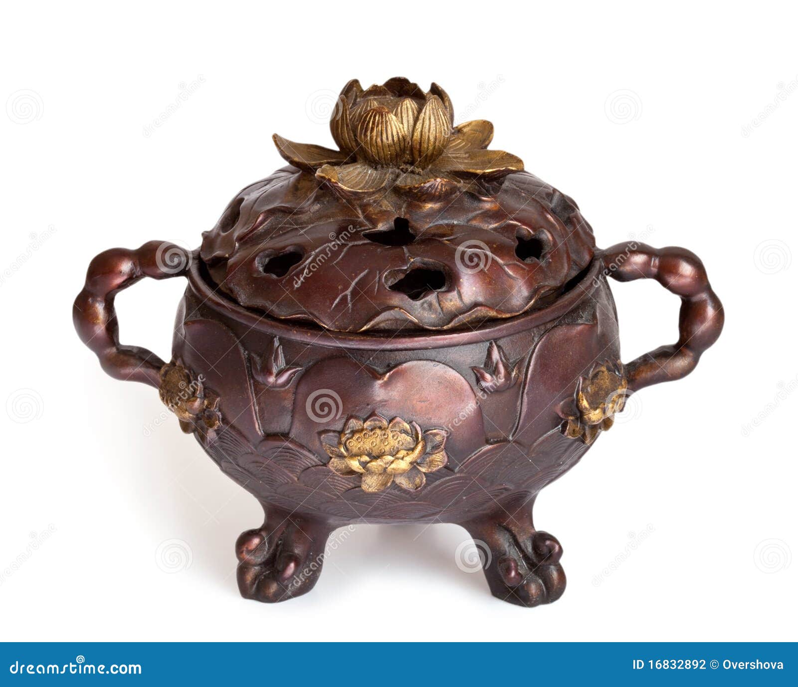 Bronze Incense Burner with Lotus Stock Photo - Image of decoration ...