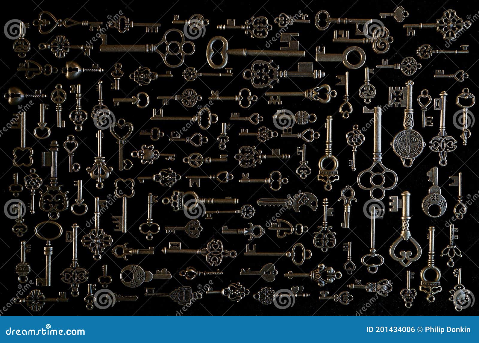 Bronze Keys on Black Background Antique Key Still Life Stock Photo ...