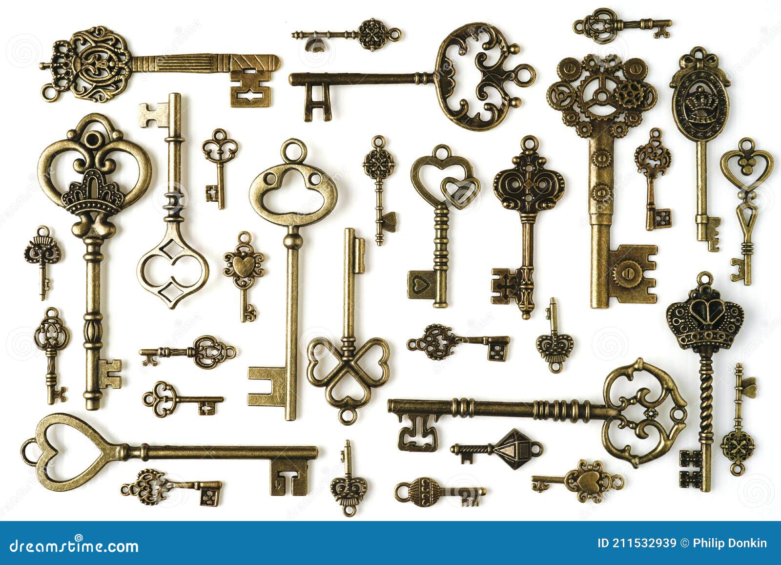 Bronze Keys Ornamental Keys for Clocks and Treasure Boxes Stock Image ...