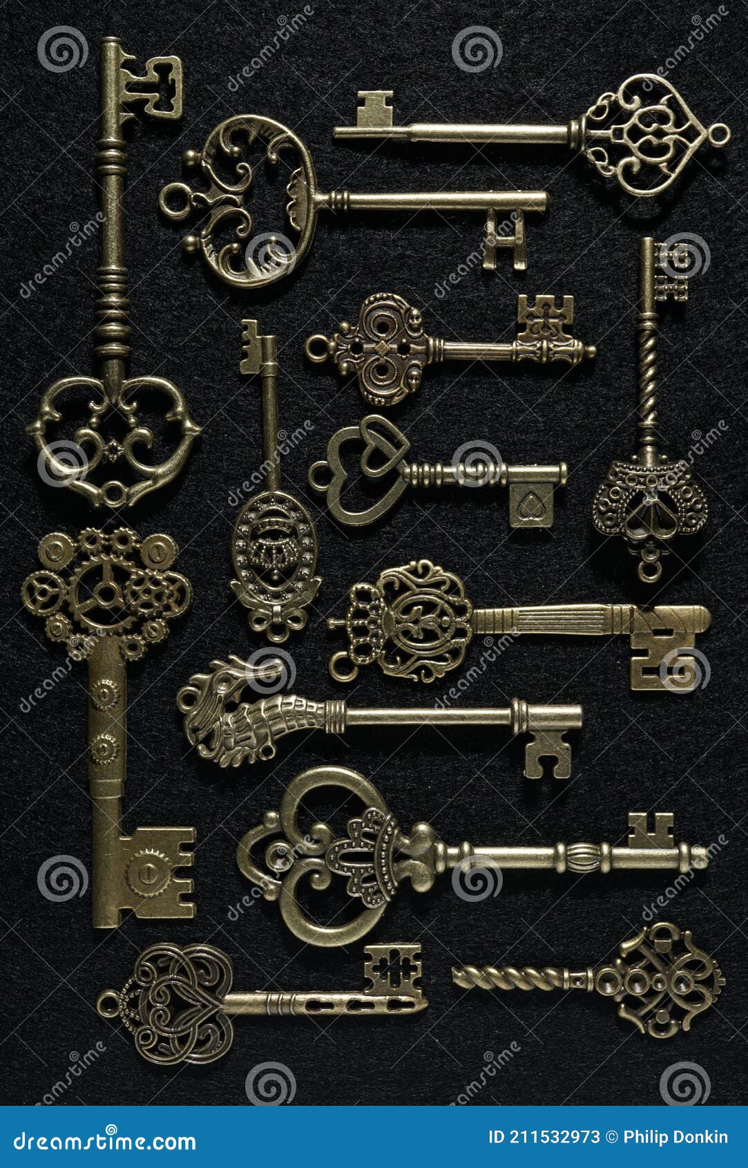 Bronze Keys Ornamental Keys for Clocks and Treasure Boxes Stock Image ...