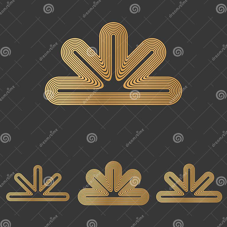 Bronze Line Abstract Logo Design Set Stock Vector - Illustration of ...