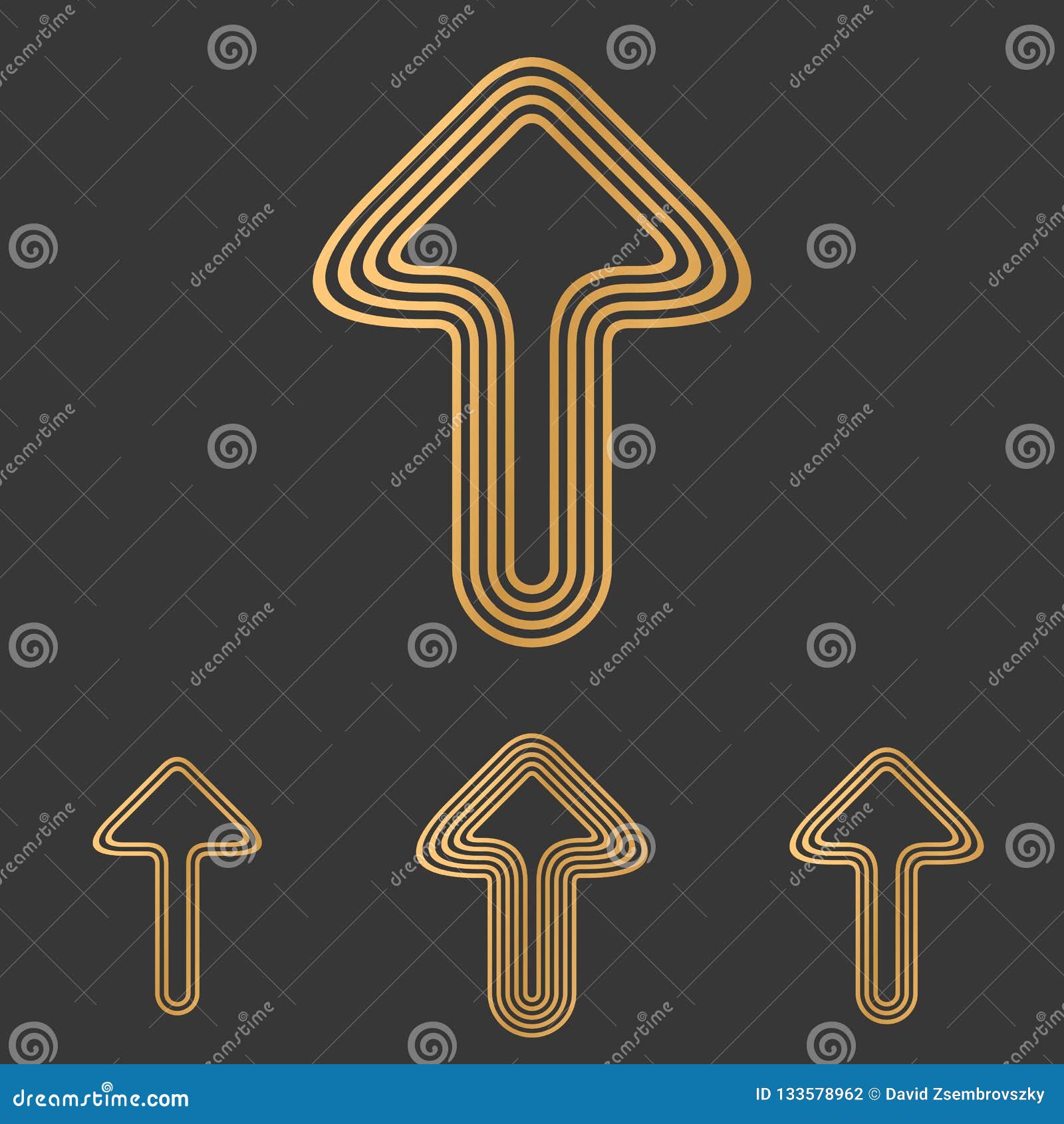Bronze Line Arrow Logo Design Set Stock Vector - Illustration of ...