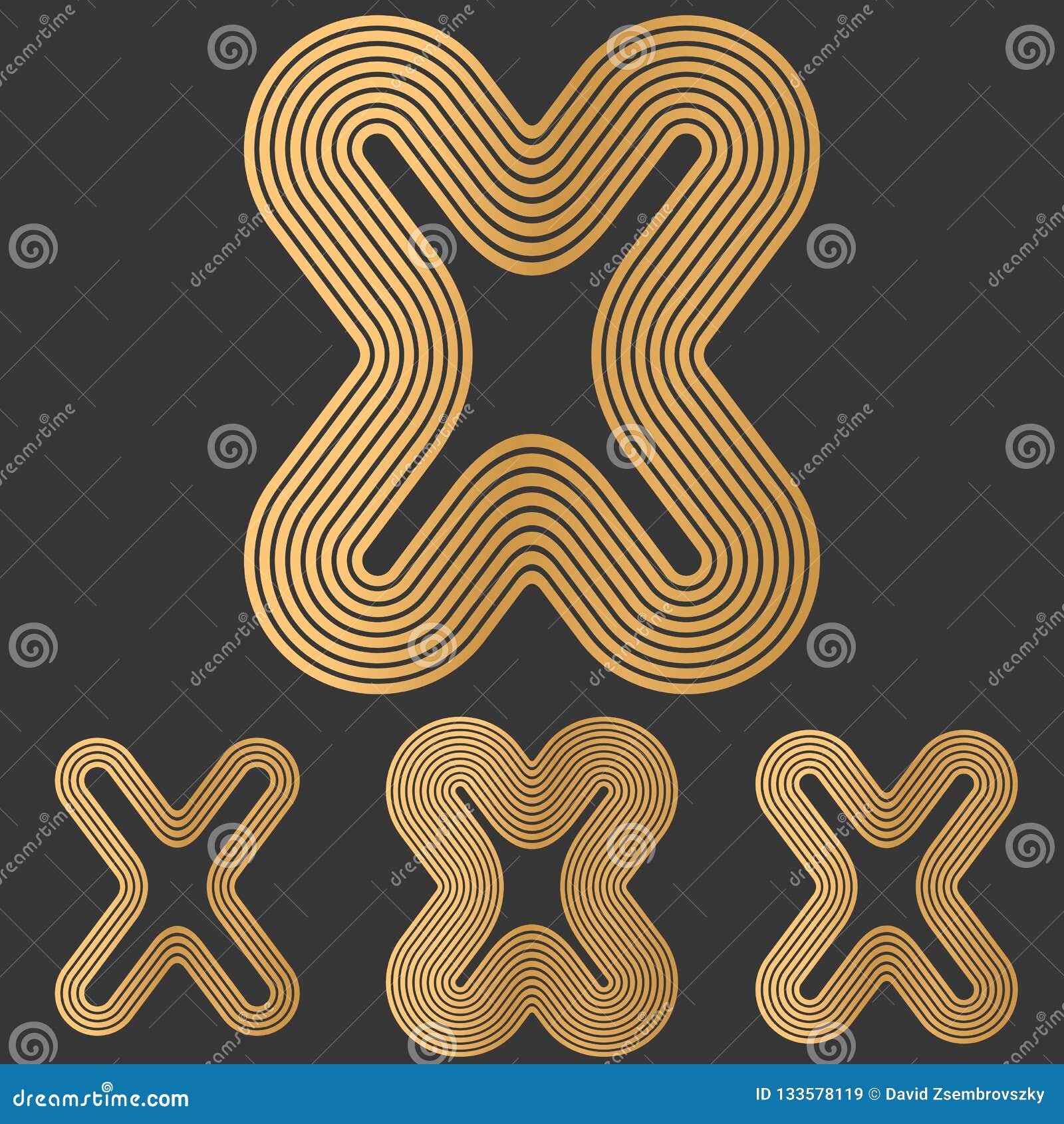 Bronze Line Puzzle Logo Design Set Vector Illustration | CartoonDealer ...