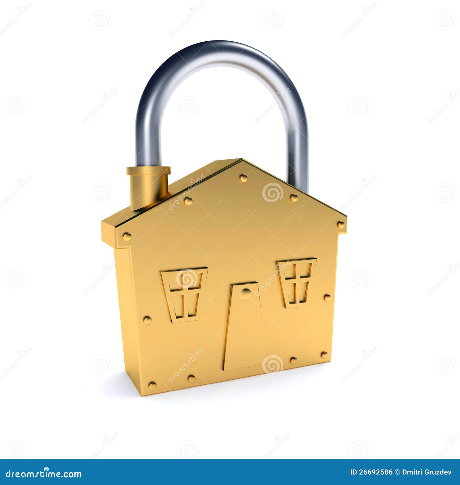 Bronze lock - house shape stock illustration. Illustration of home ...