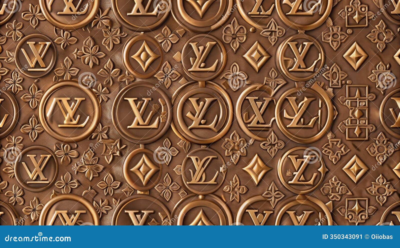 Bronze Louis Vuitton Monogram Seal Texture Stock Illustration ...