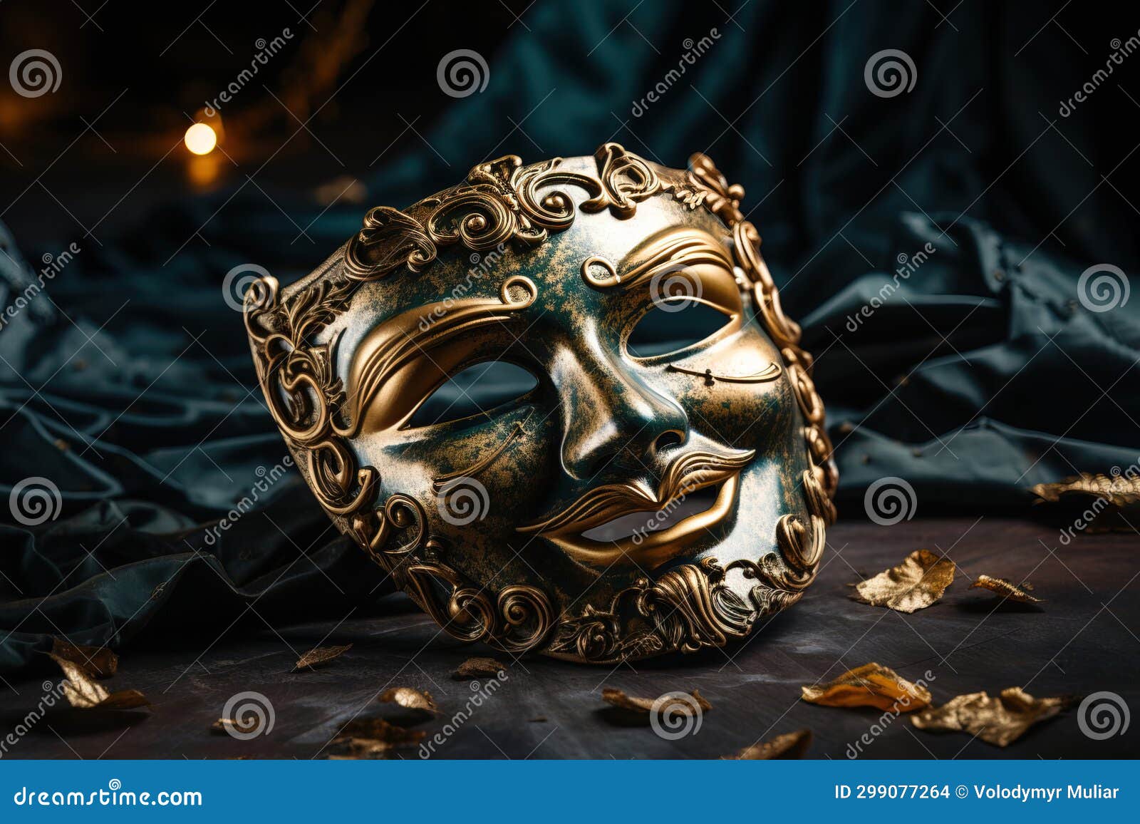 Bronze Male Actor S Mask on the Table Stock Illustration - Illustration ...