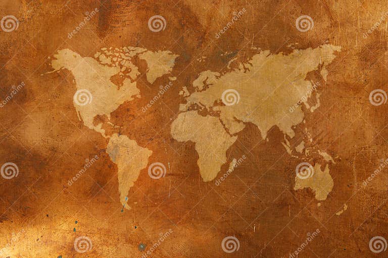 Bronze map stock illustration. Illustration of foil, copper - 66504288