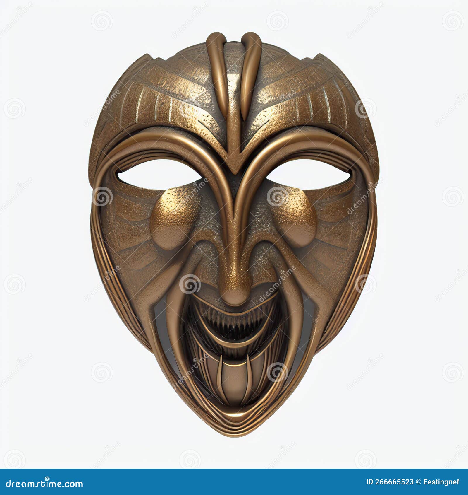 Bronze Mask. Digital Illustration. 3D Rendering Stock Illustration ...
