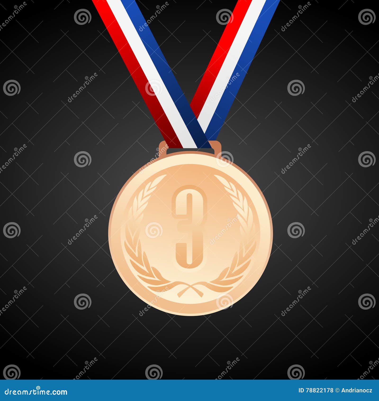 Bronze medal with ribbon stock vector. Illustration of design - 78822178