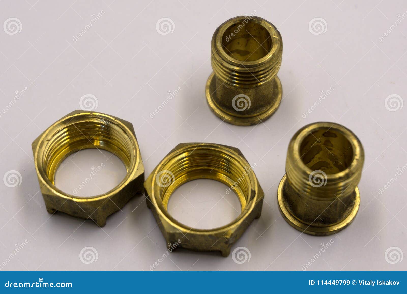 Bronze Nut with Trapezoidal Thread . Stock Image - Image of ...