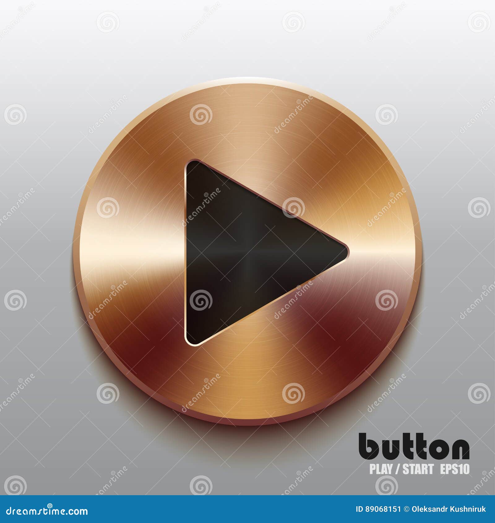 Bronze Play Button with Black Symbol Stock Vector - Illustration of ...