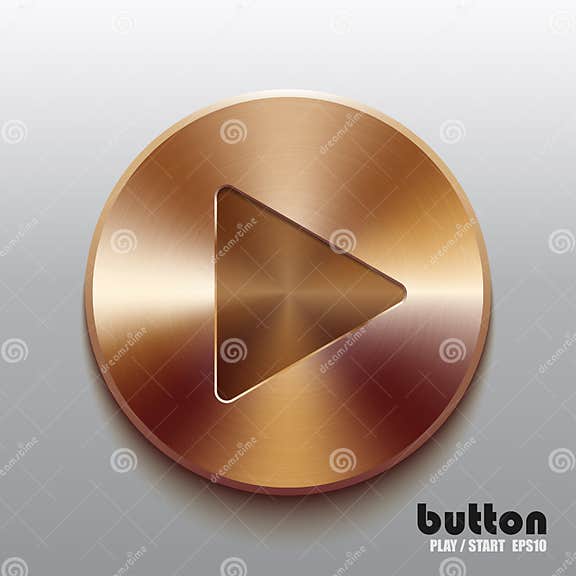 Bronze play button stock vector. Illustration of brown - 89089573