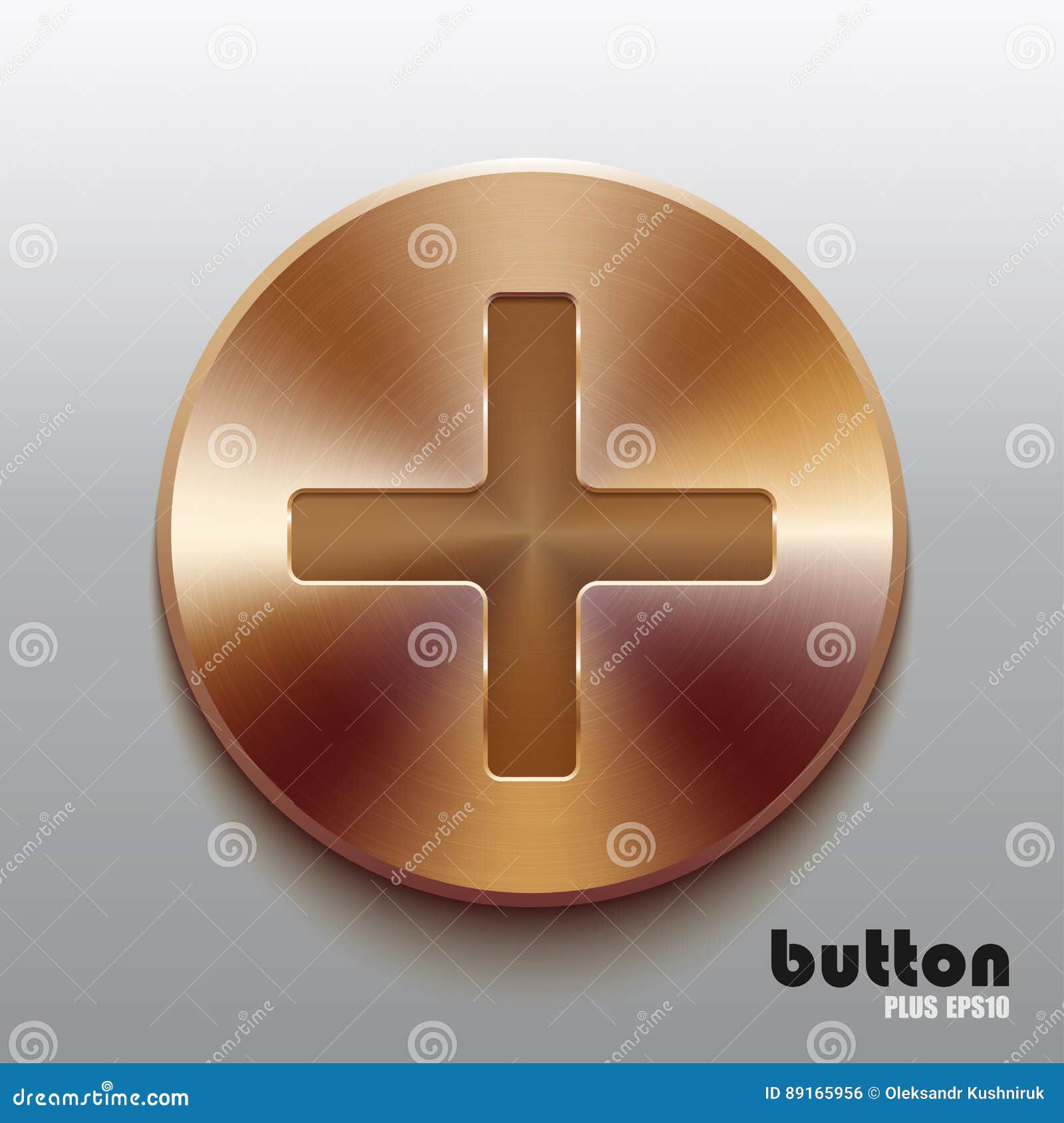 Bronze plus button stock vector. Illustration of background - 89165956