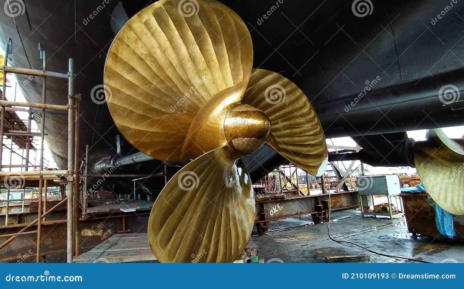 Bronze Propeller of Warship while Docking at Shipyard Stock Image ...