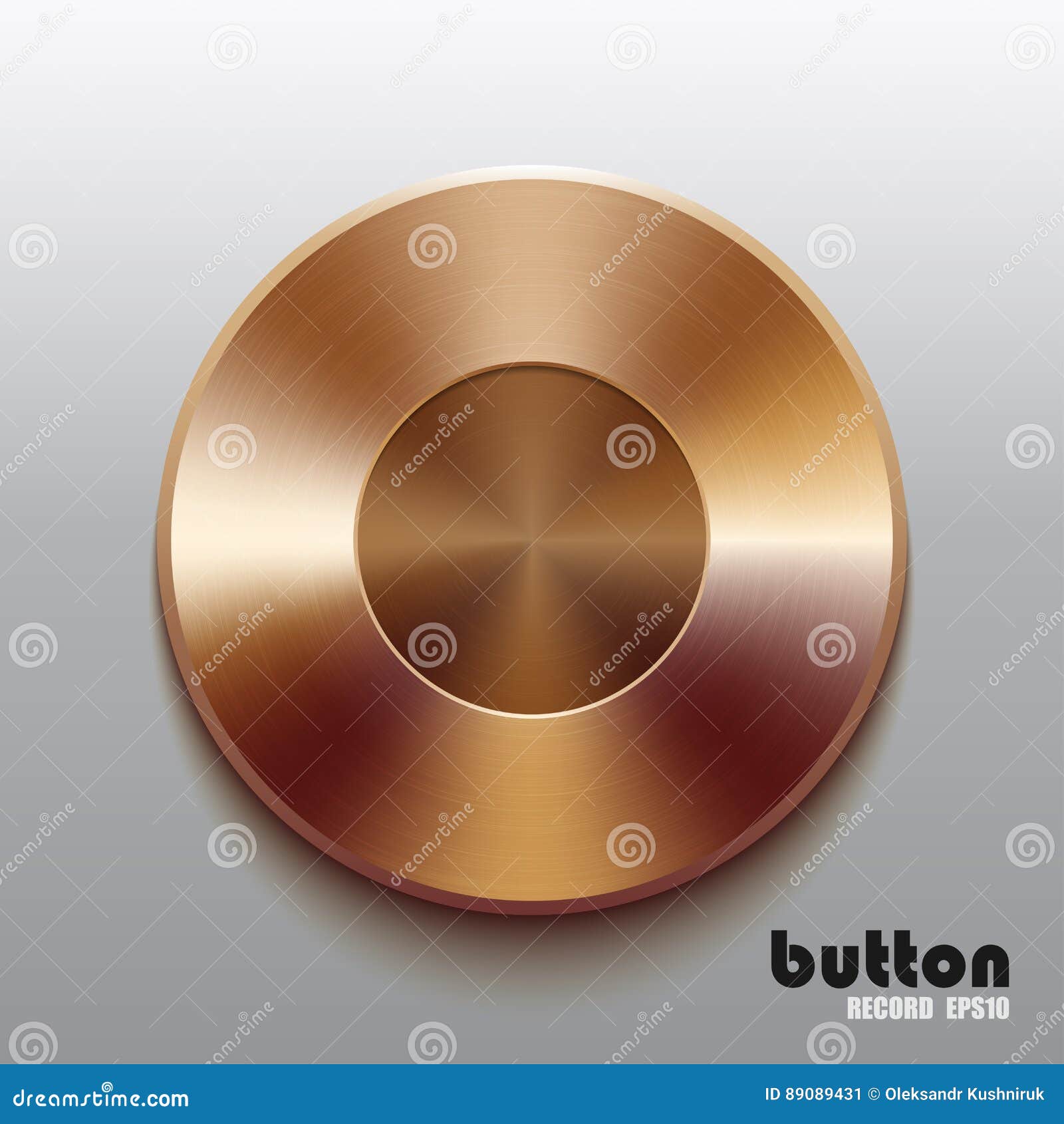 Bronze record button stock vector. Illustration of brass - 89089431