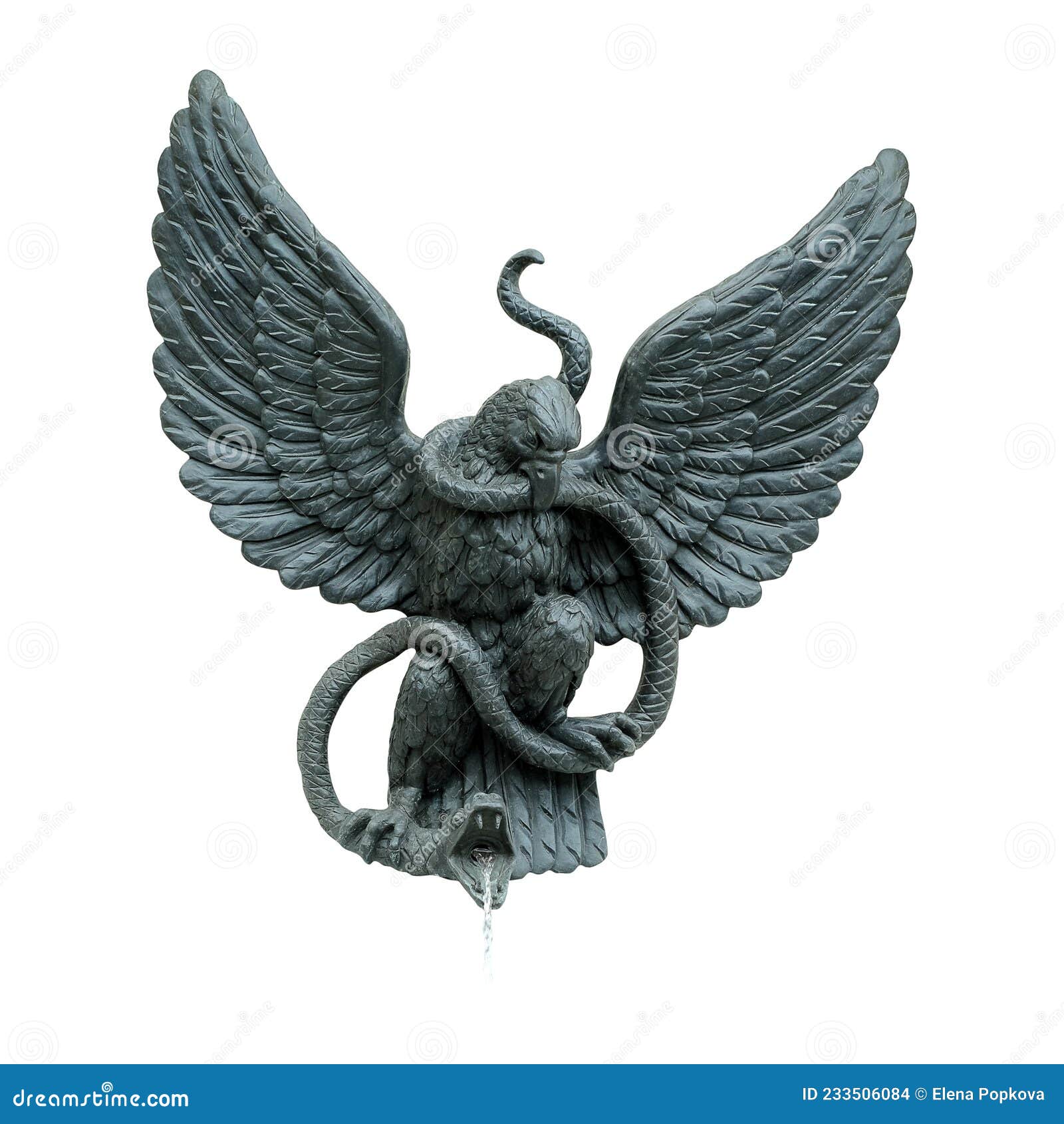 Bronze Snake Defeating Eagle Isolated on White Background. Design ...