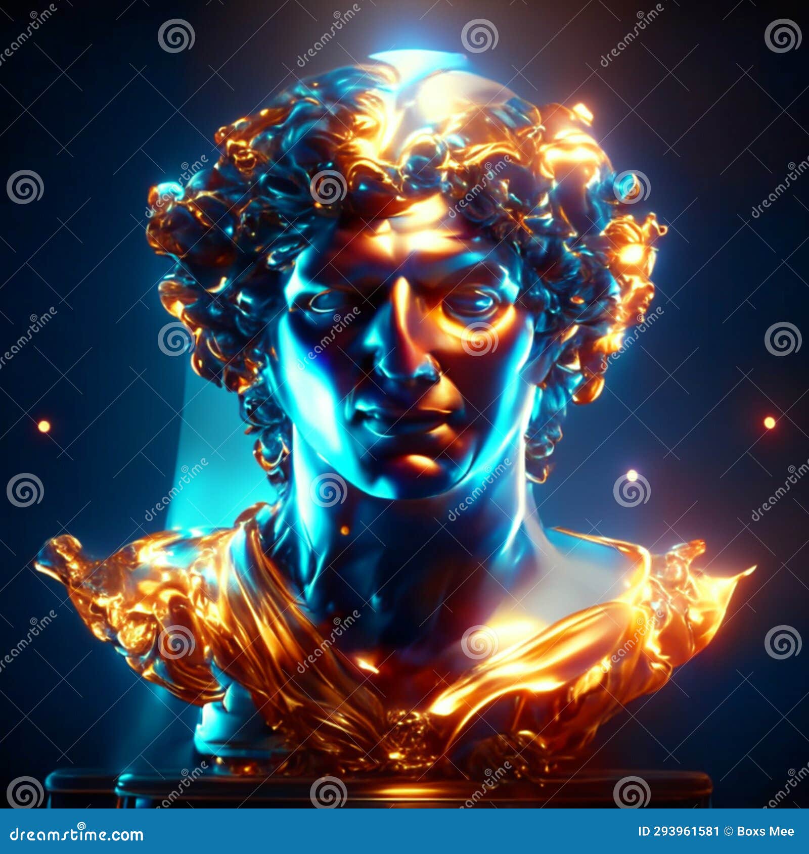 Bronze Statue of Apollo in the Dark. 3D Rendering Stock Illustration ...