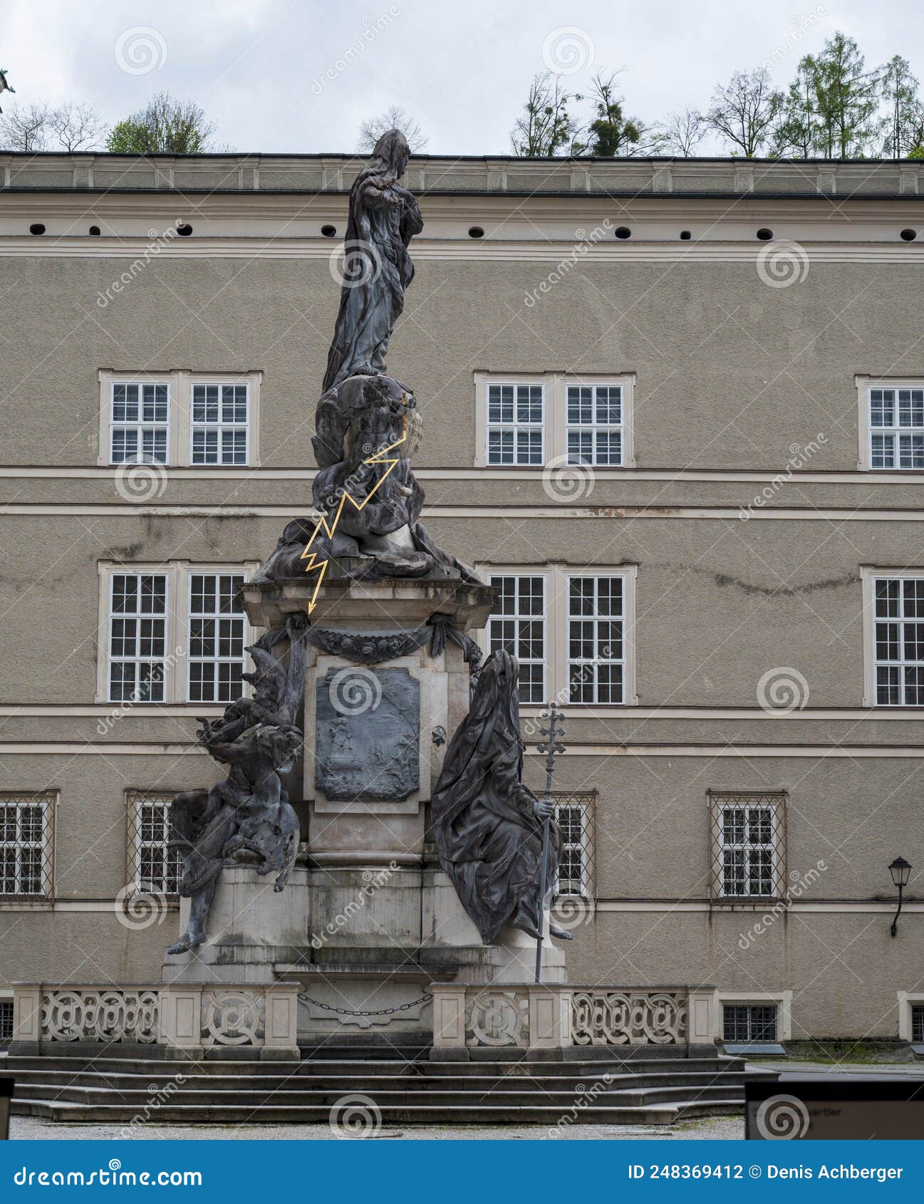 Bronze Statue in Front of the House Stock Photo - Image of facade ...
