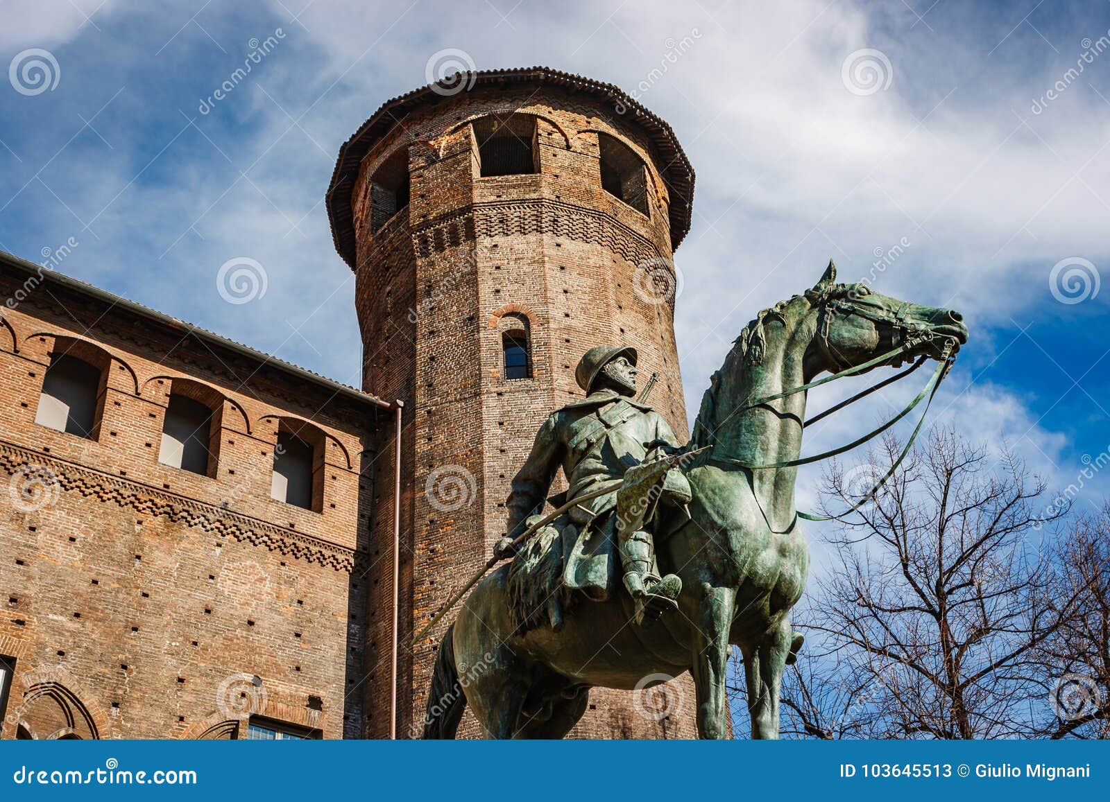 Bronze Statue in Front of Madama Palace, Turin, Italy Stock Image ...