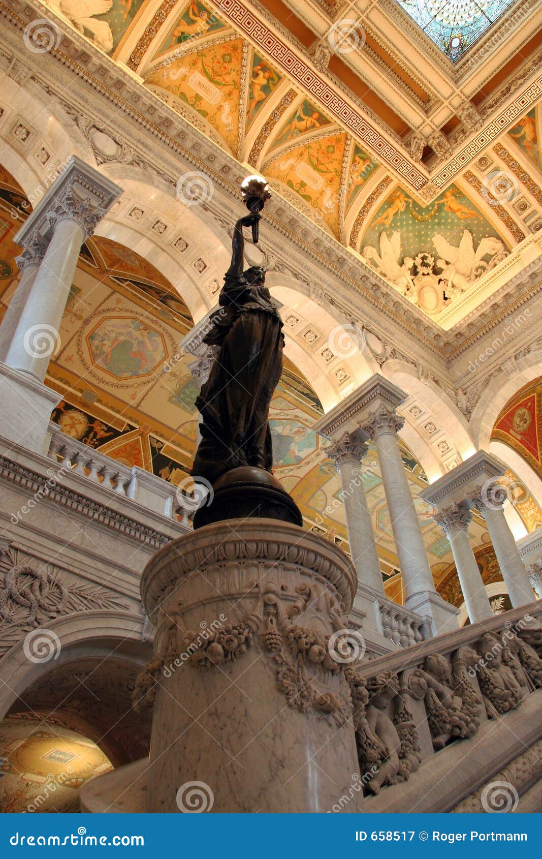 Bronze Statue Inside The Entrance Hall To The Library Of Congress ...