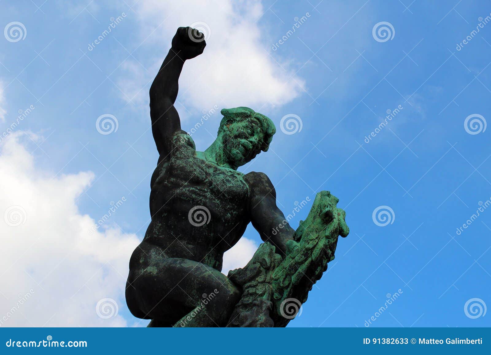 Bronze Statue of a Man Fighting Against an Animal Stock Image - Image ...