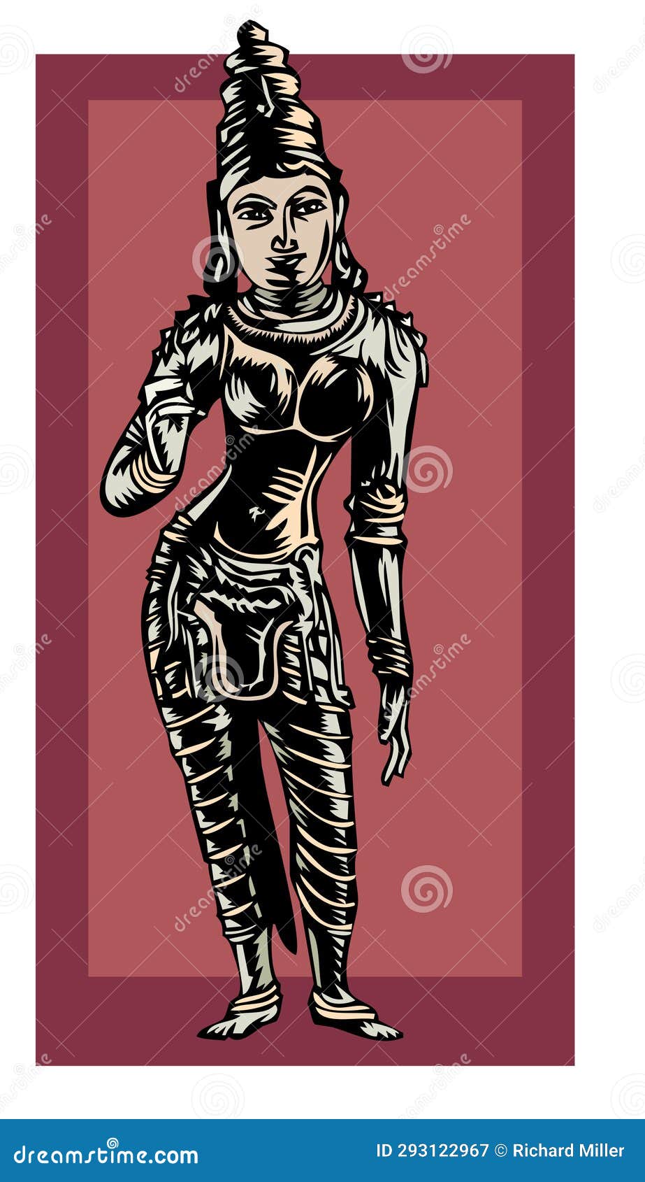 Bronze Statue Of Parvati Hindu Mother Goddess Cartoon Vector ...