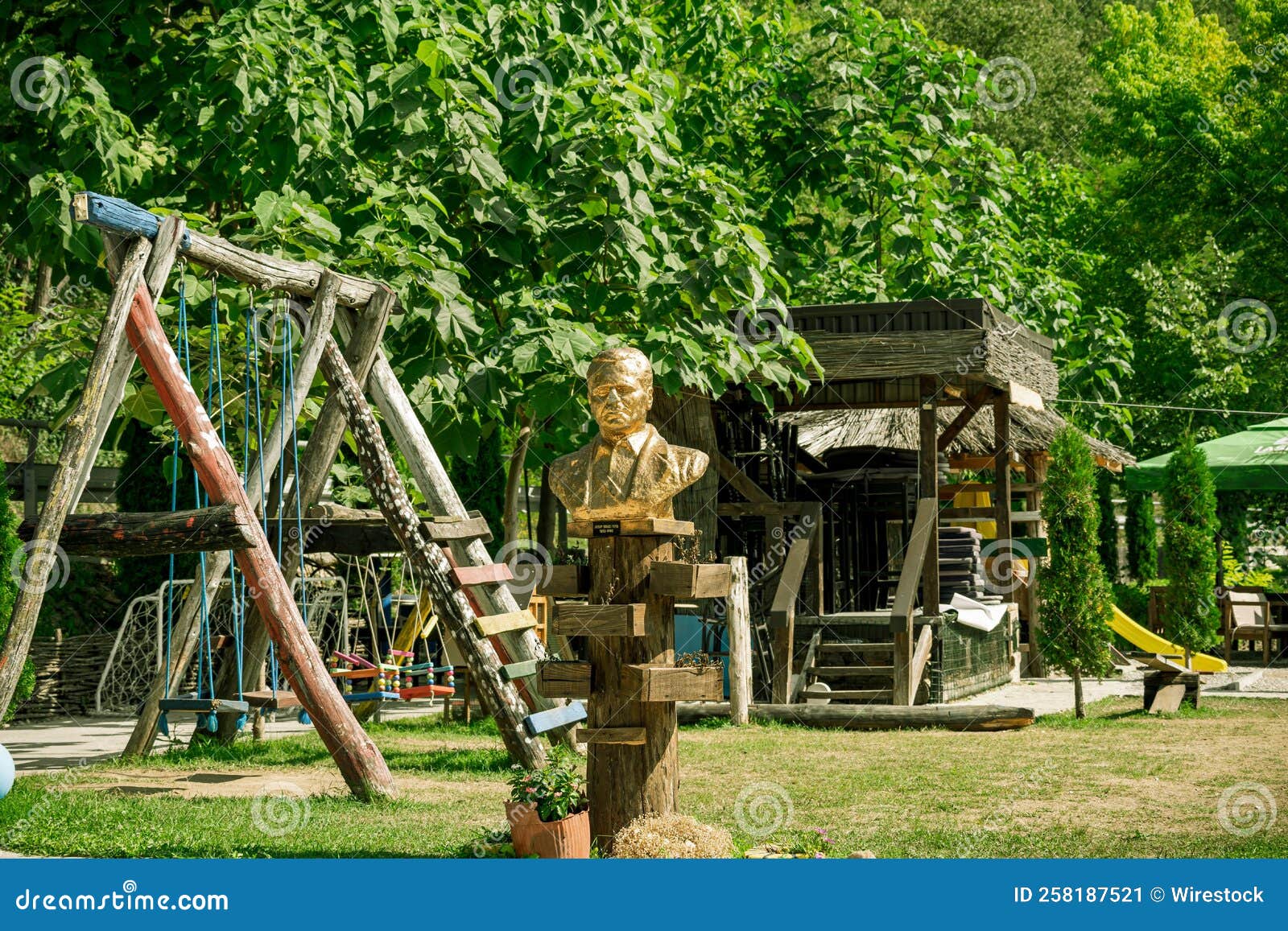 Bronze Statue and Playground at the Summer Garden Marshal Stock Image ...