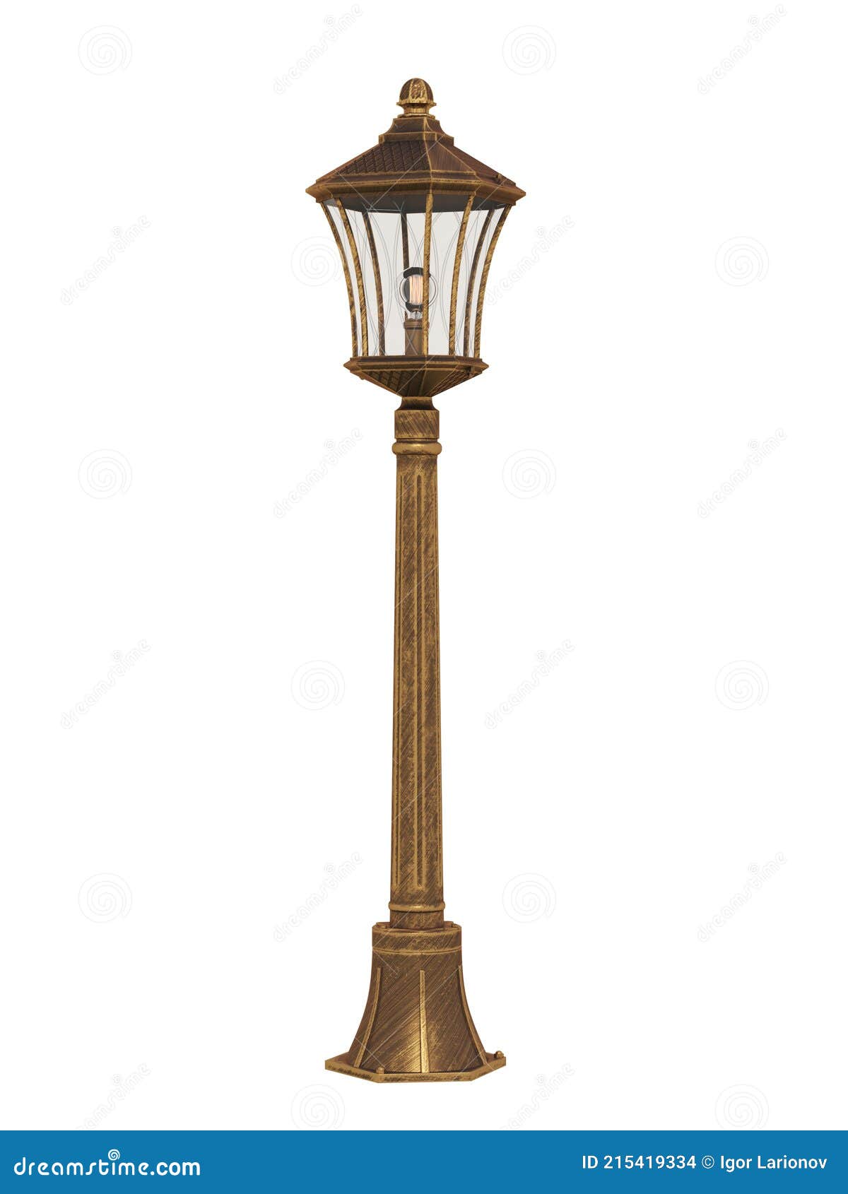 Bronze Street Lamp. 3d Rendering Stock Illustration - Illustration of ...
