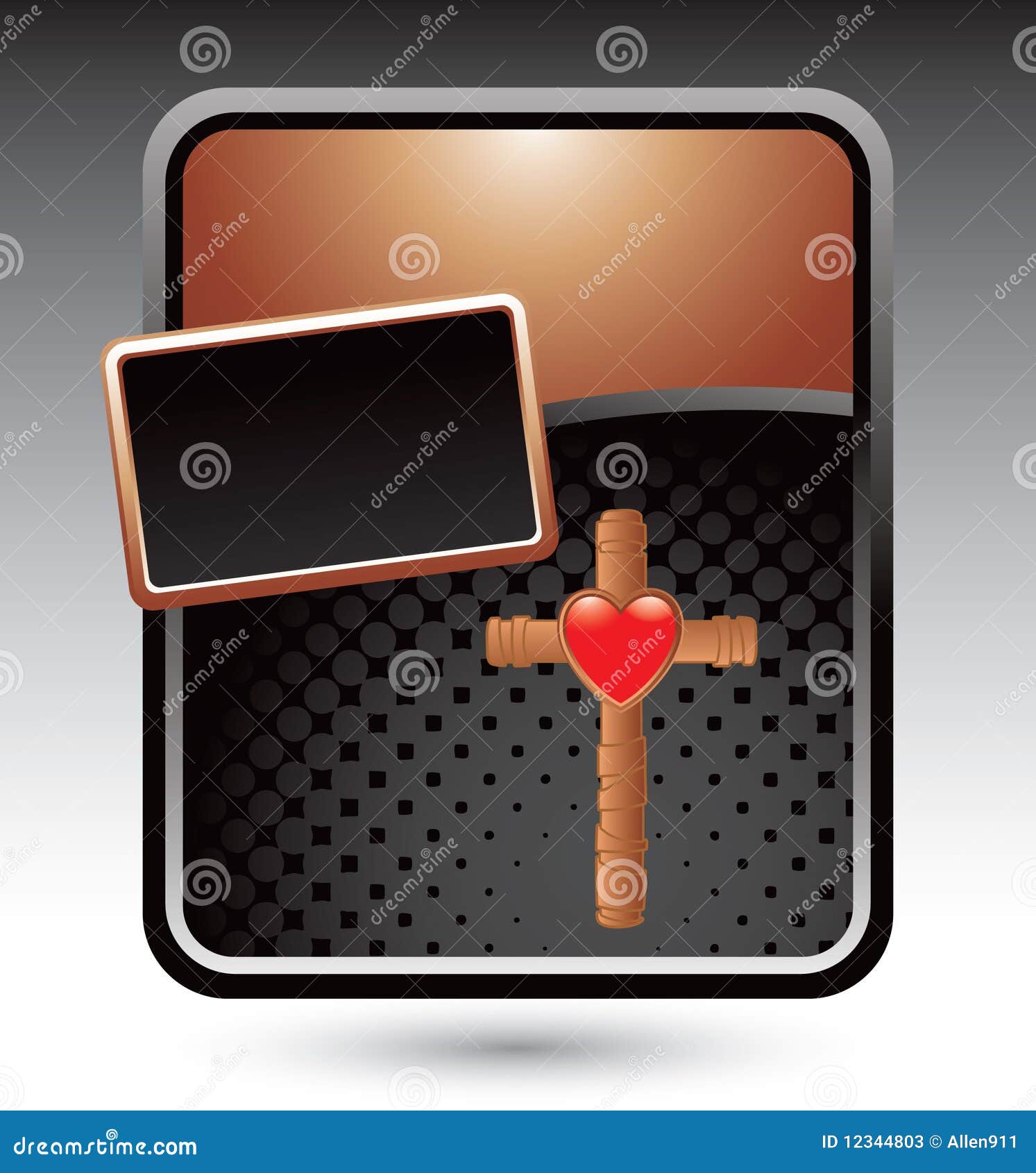 Bronze Stylized Advertisement with Cross and Heart Stock Vector ...