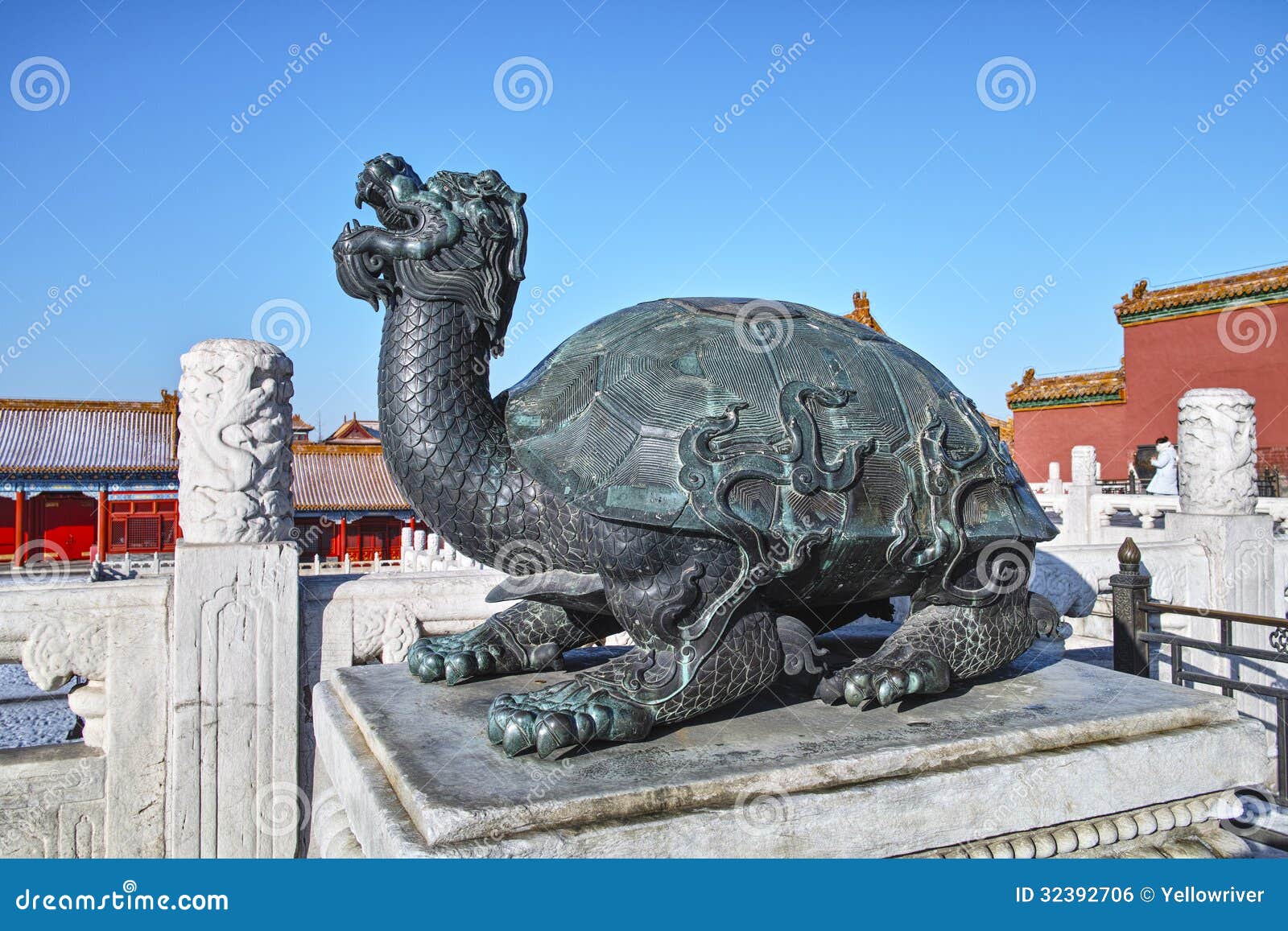 Bronze Tortoise Statue in Forbidden City Stock Photo - Image of ...