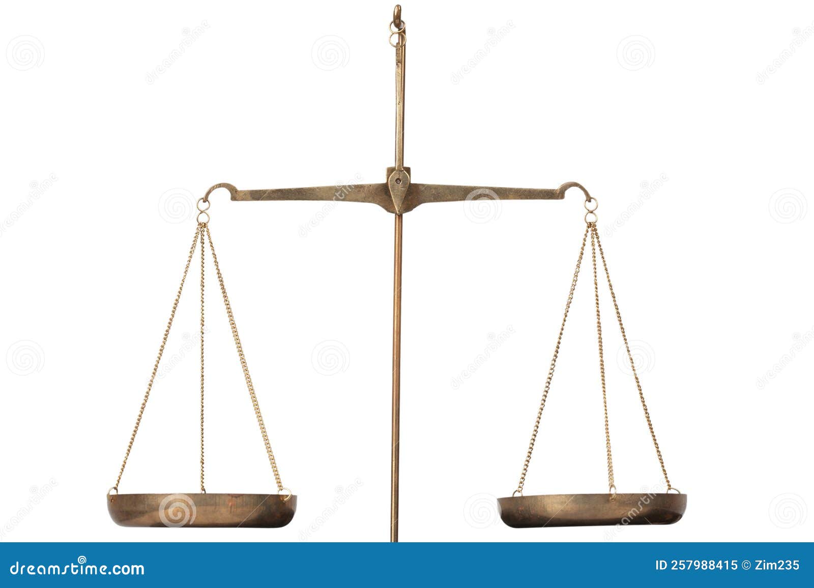 Bronze Traditional Balance Scale Isolated on White Background Stock ...