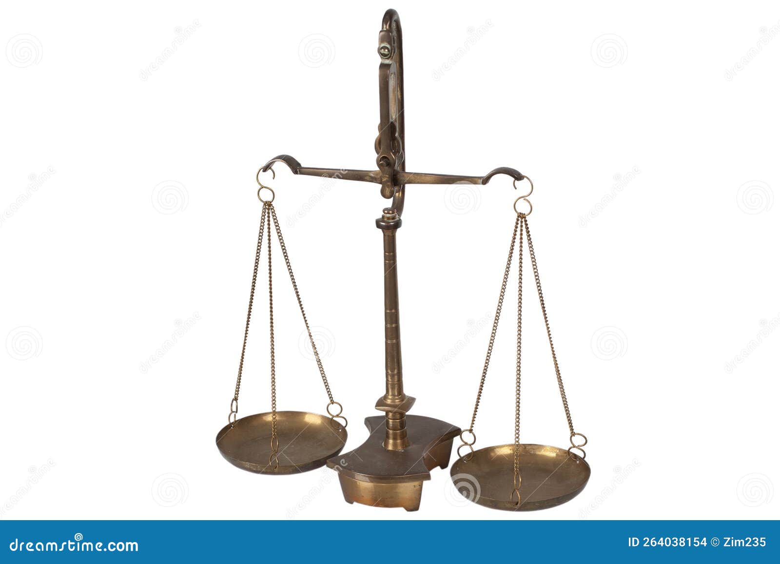 Bronze Traditional Balance Scale Isolated on White Background Stock ...