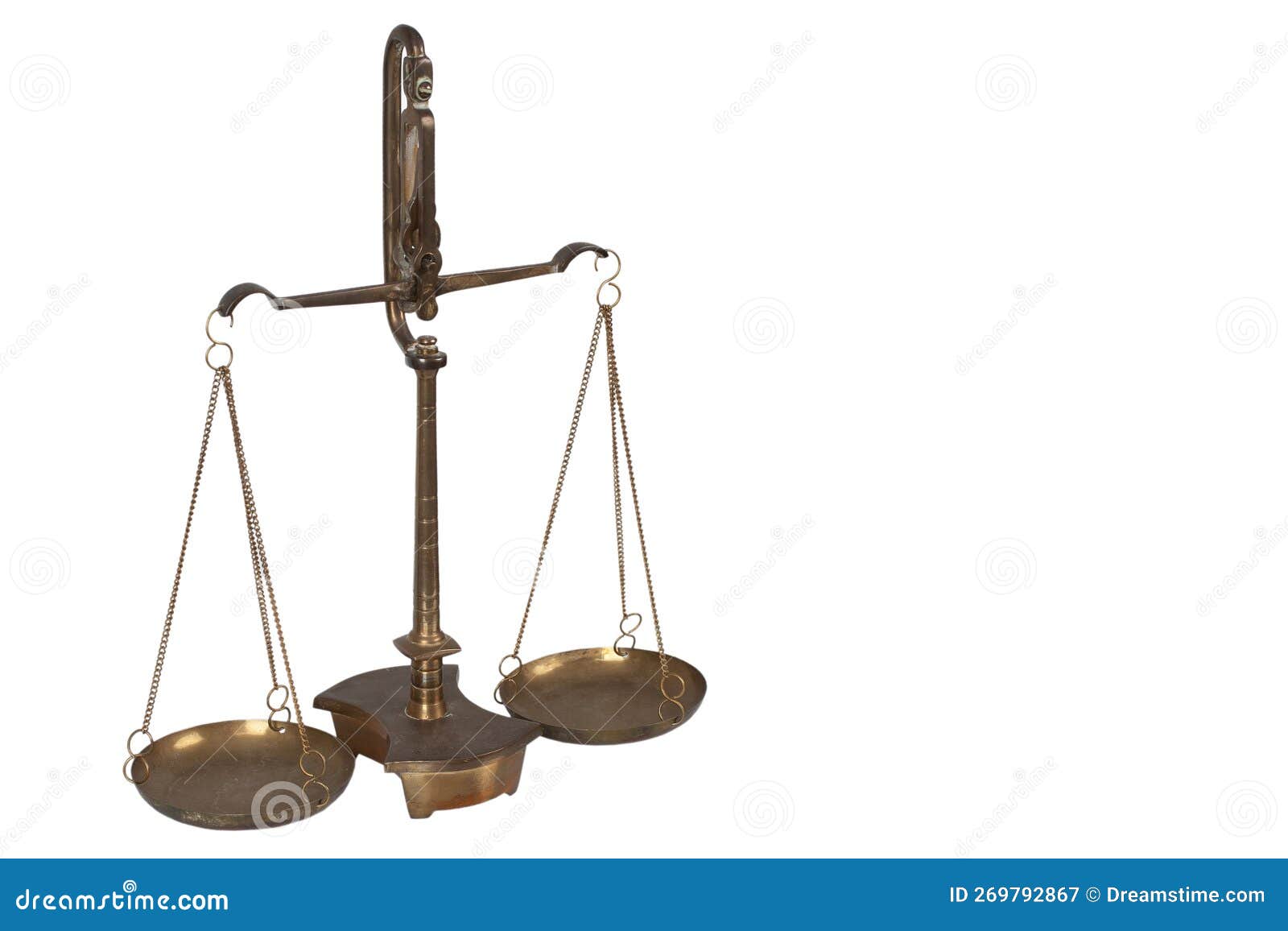 Bronze Traditional Balance Scale Isolated on White Stock Image - Image ...
