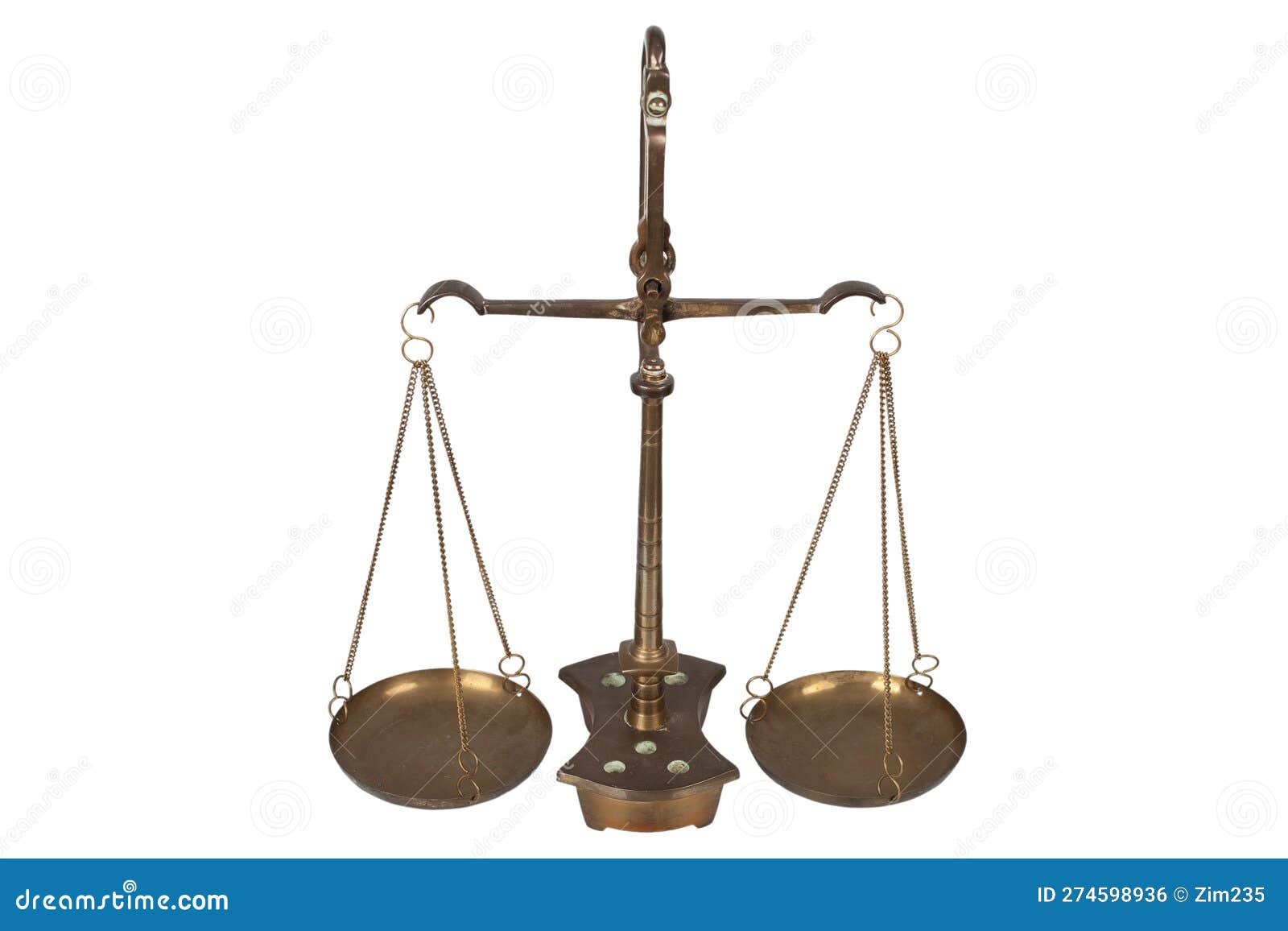 Bronze Traditional Balance Scale Isolated on White Background Stock ...