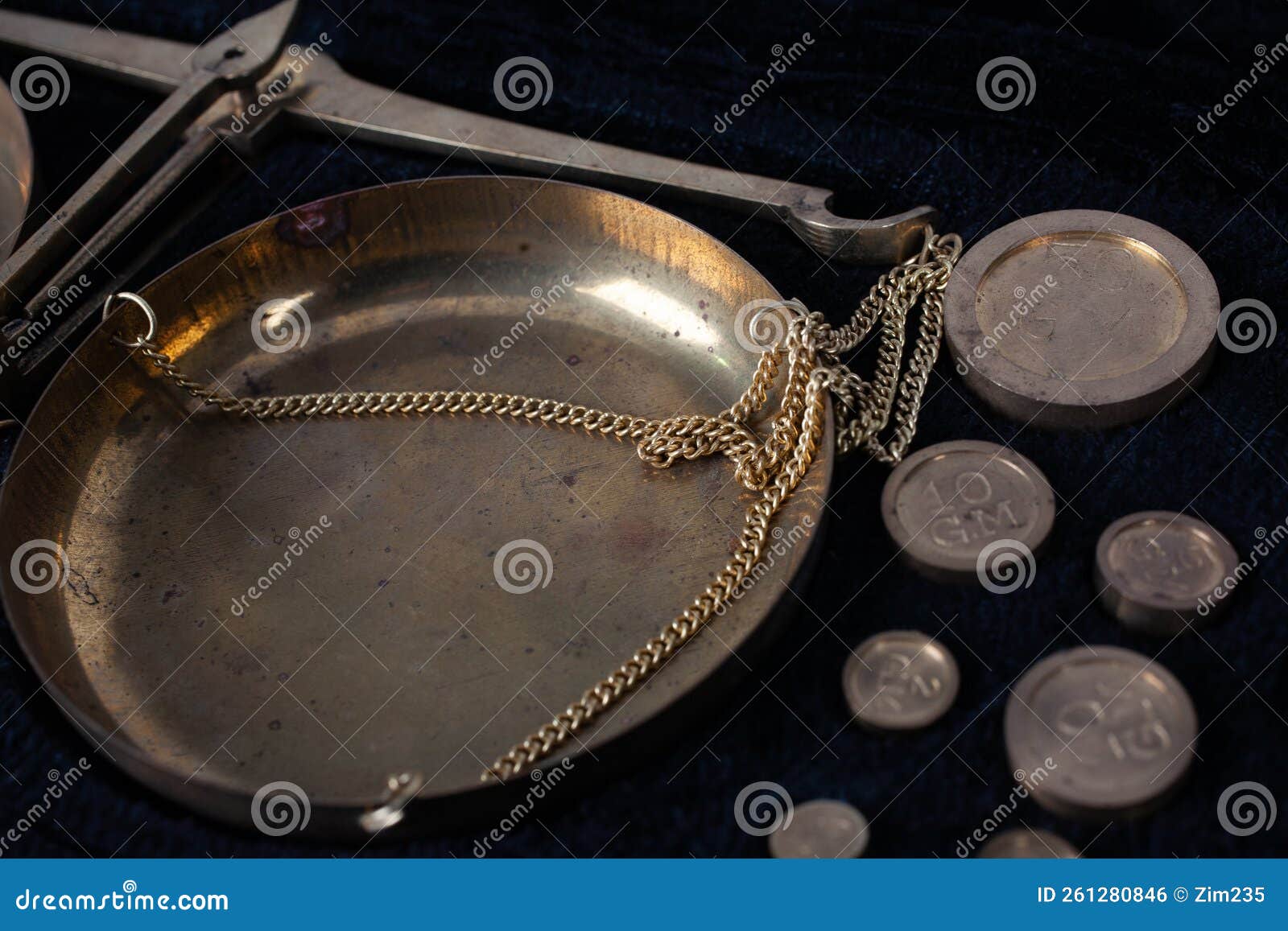Bronze Traditional Balance Scale Set with Weights in Box Stock Photo ...