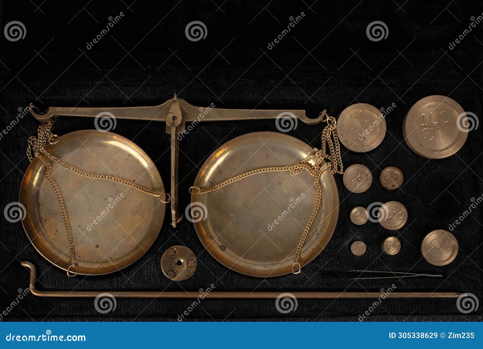 Bronze Traditional Balance Scale Set with Weights in Box Stock Image ...