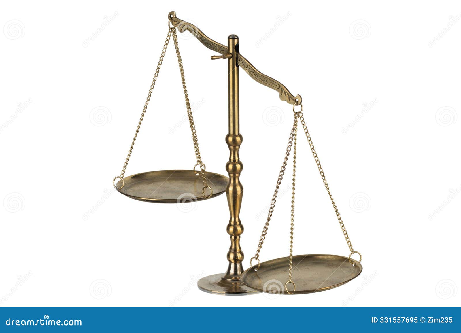 Bronze Traditional Balance Scale with Weights Isolated on White Stock ...