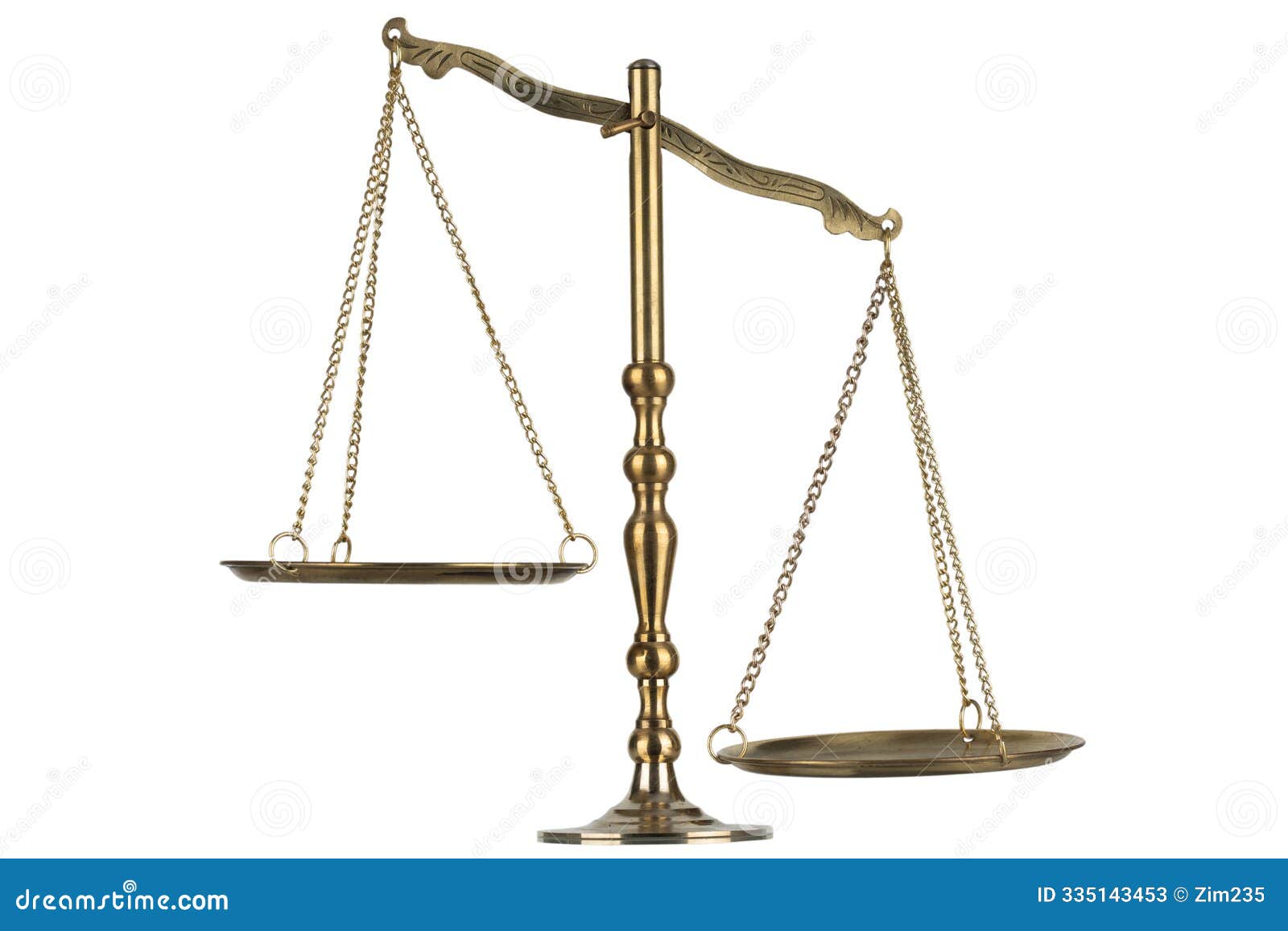 Bronze Traditional Balance Scale with Weights Isolated on White Stock ...