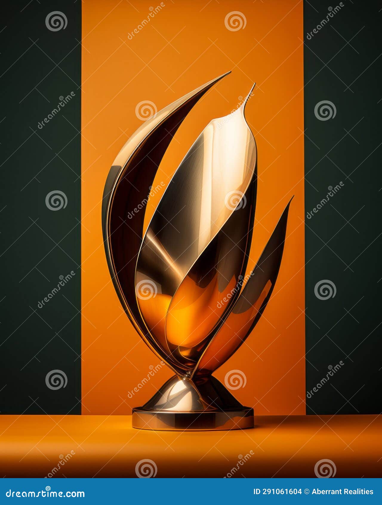 A Bronze Trophy on an Orange and Green Background Stock Illustration ...