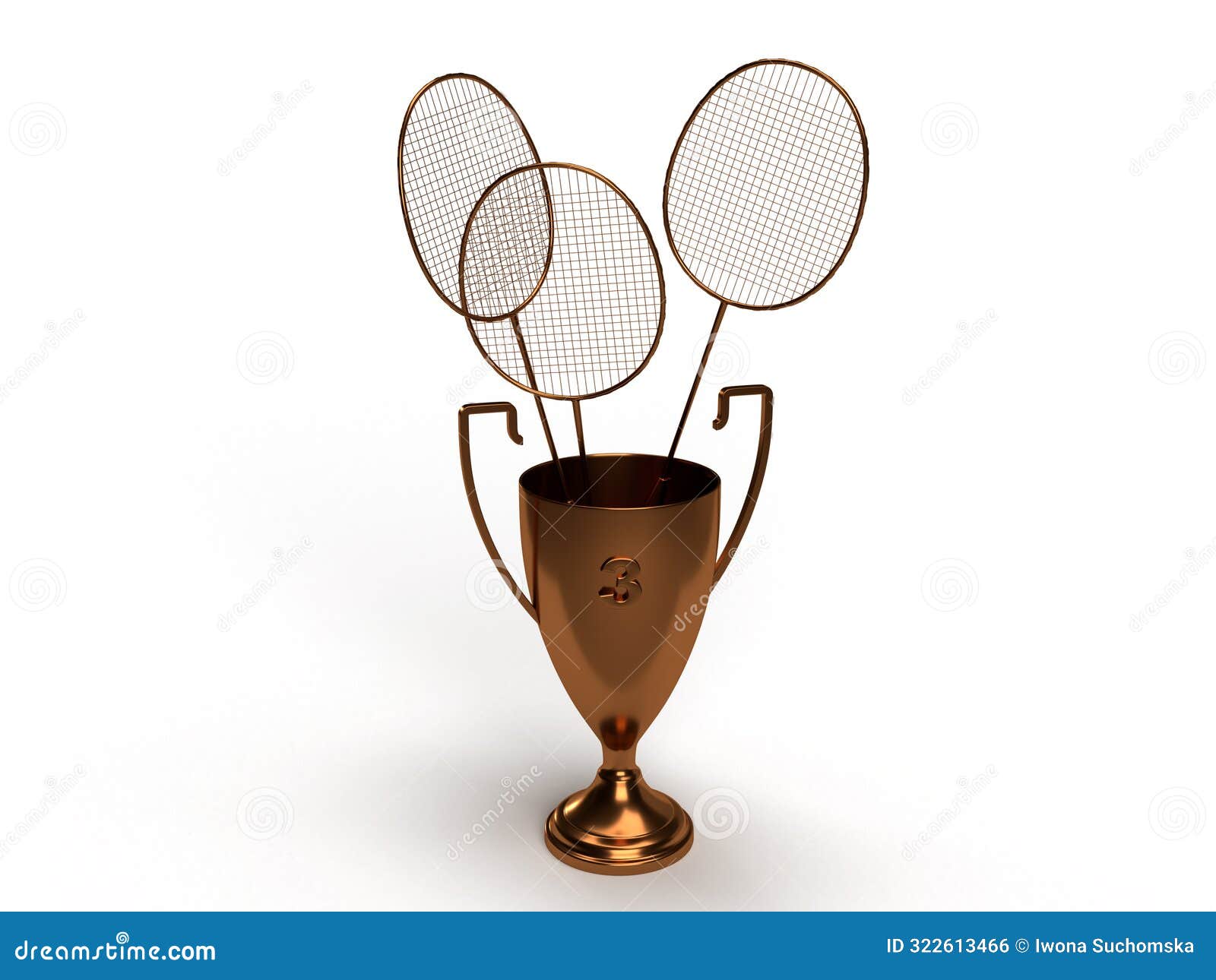 Bronze Trophy with Racket - Cup for the Badmint Competition for Taking ...
