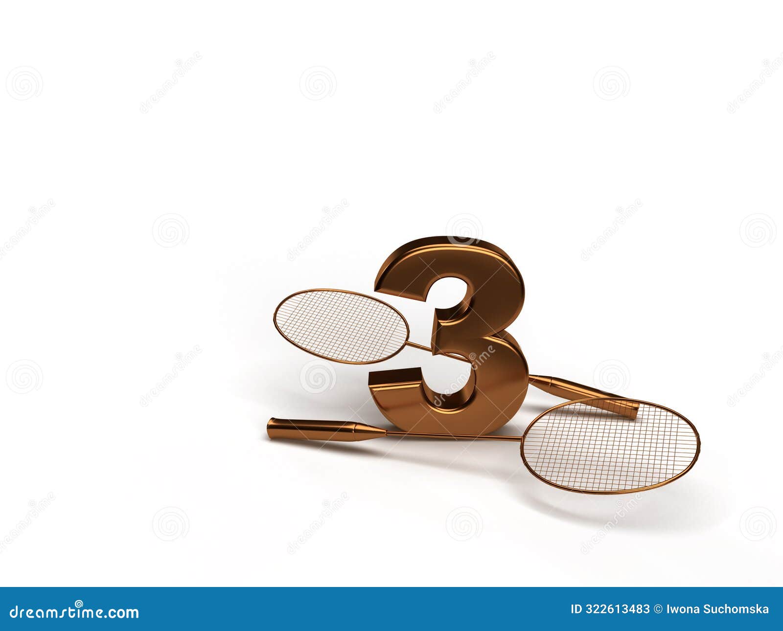 Bronze Trophy with Racket - Cup for the Badmint Competition for Taking ...