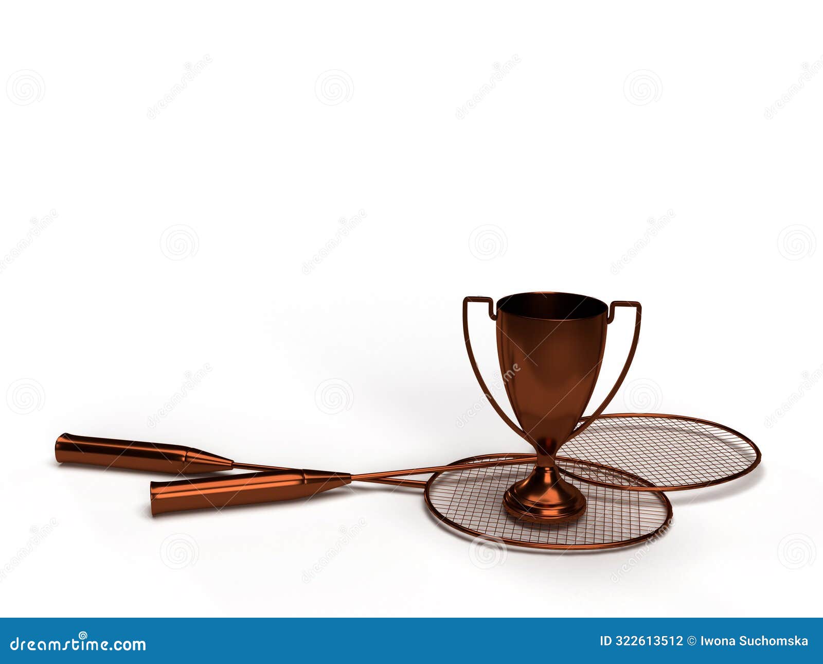 Bronze Trophy with Racket - Cup for the Badmint Competition for Taking ...