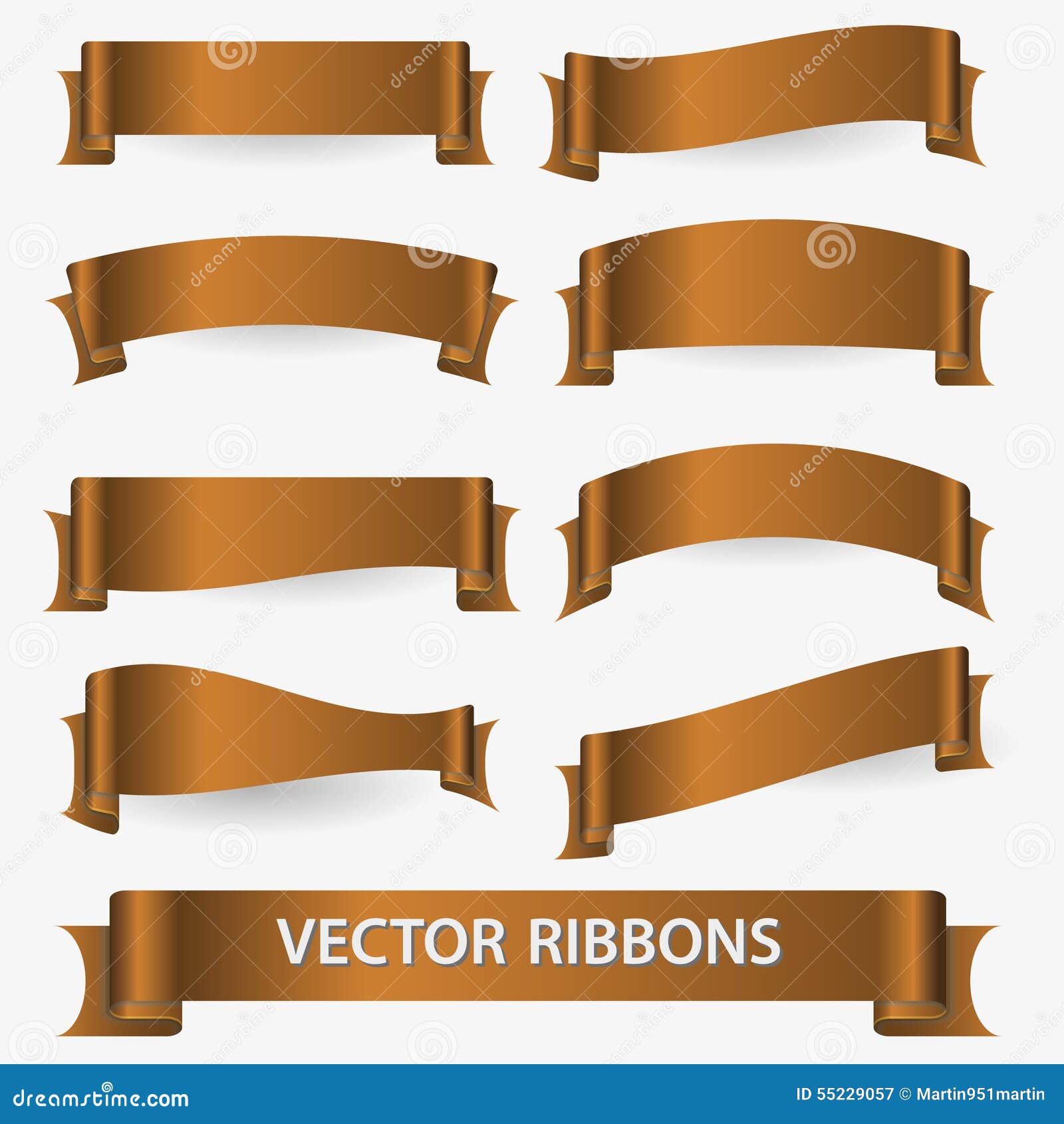 Bronze Various Curved Empty Ribbon Banners Eps10 Stock Vector ...