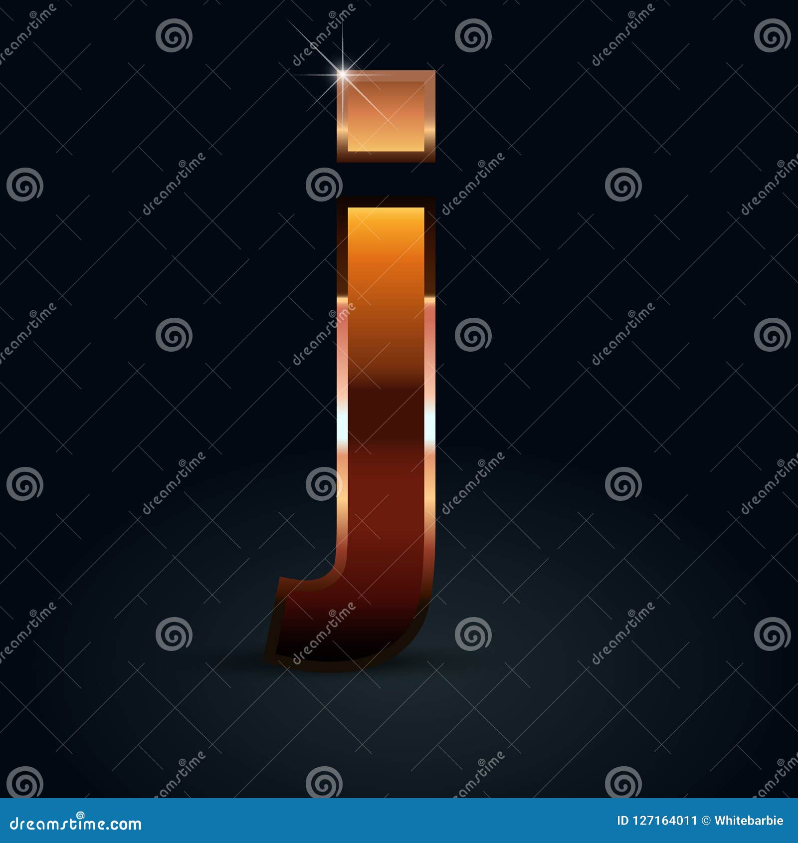 Bronze Vector Letter J Lowercase Isolated on Black Background Stock ...