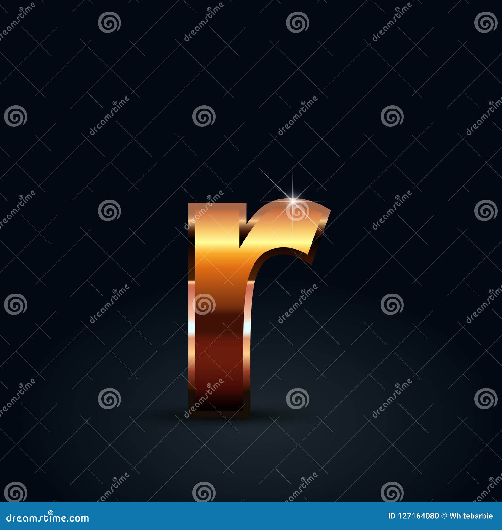 Bronze Vector Letter R Lowercase Isolated on Black Background Stock ...
