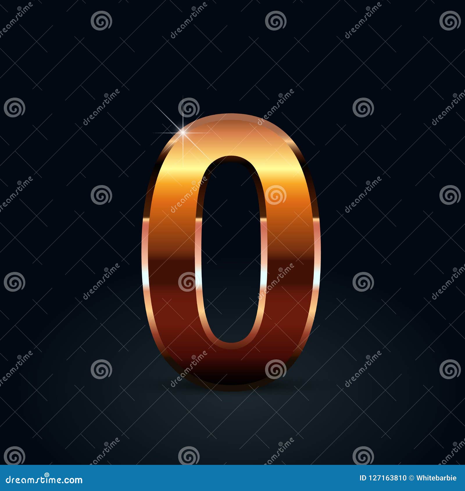 Bronze Vector Number 0 Isolated on Black Background Stock Illustration ...