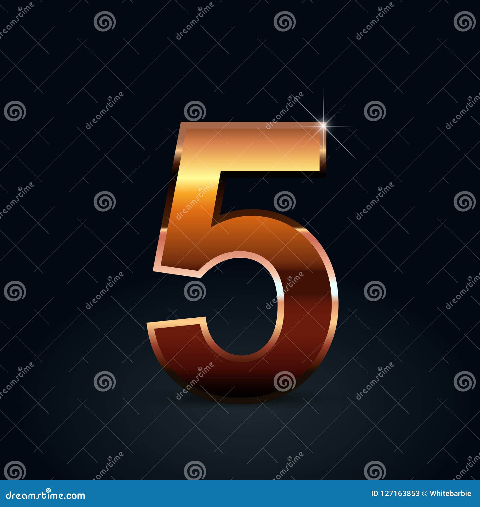 Bronze Vector Number 5 Isolated on Black Background Stock Illustration ...