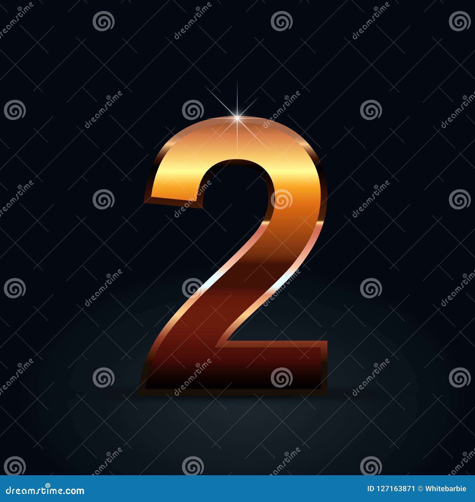 Bronze Vector Number 2 Isolated on Black Background Stock Illustration ...
