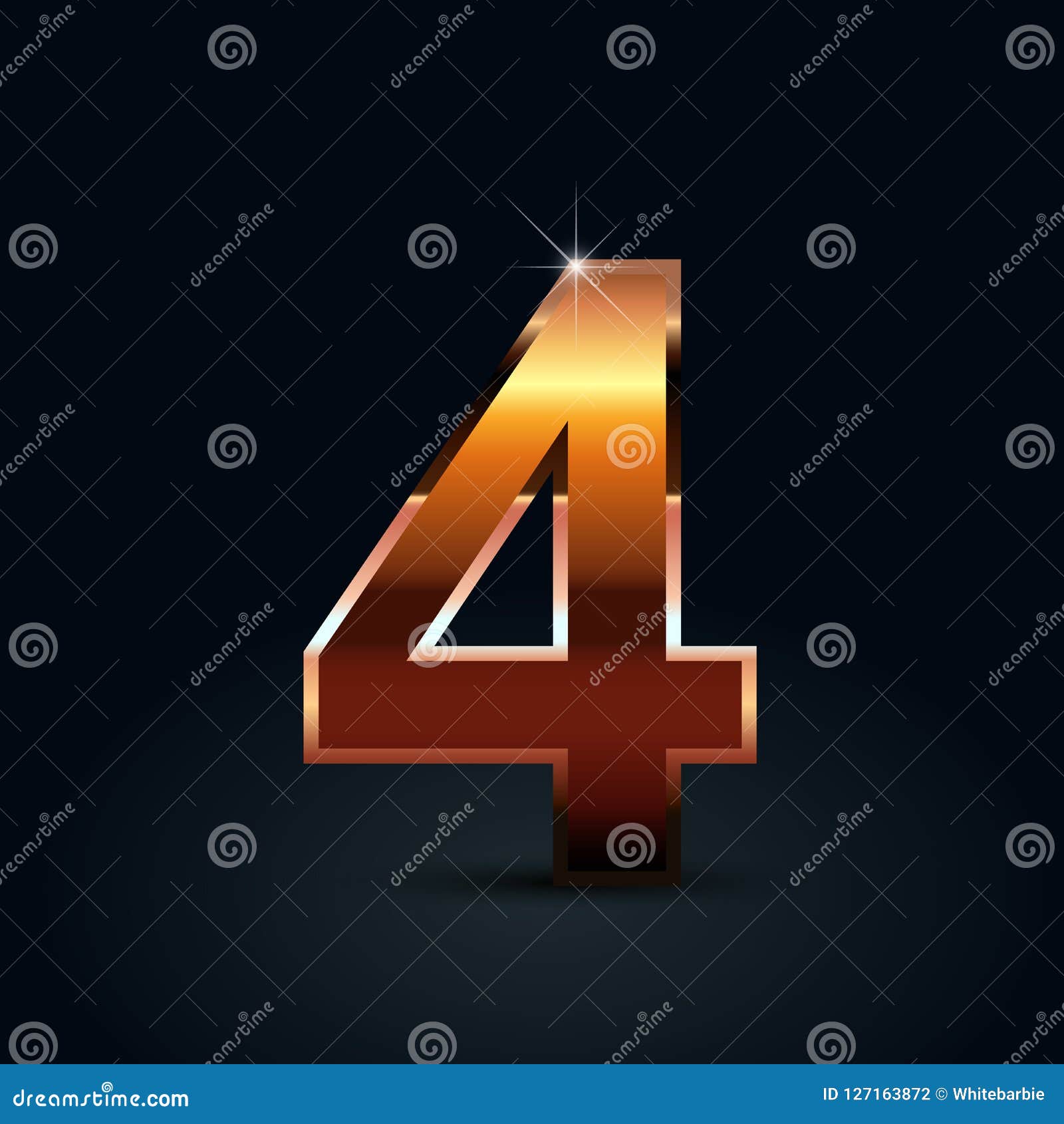 Bronze Vector Number 4 Isolated on Black Background Stock Illustration ...
